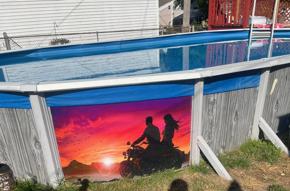 Elevating backyard above ground pools with our creative graphic panels ...